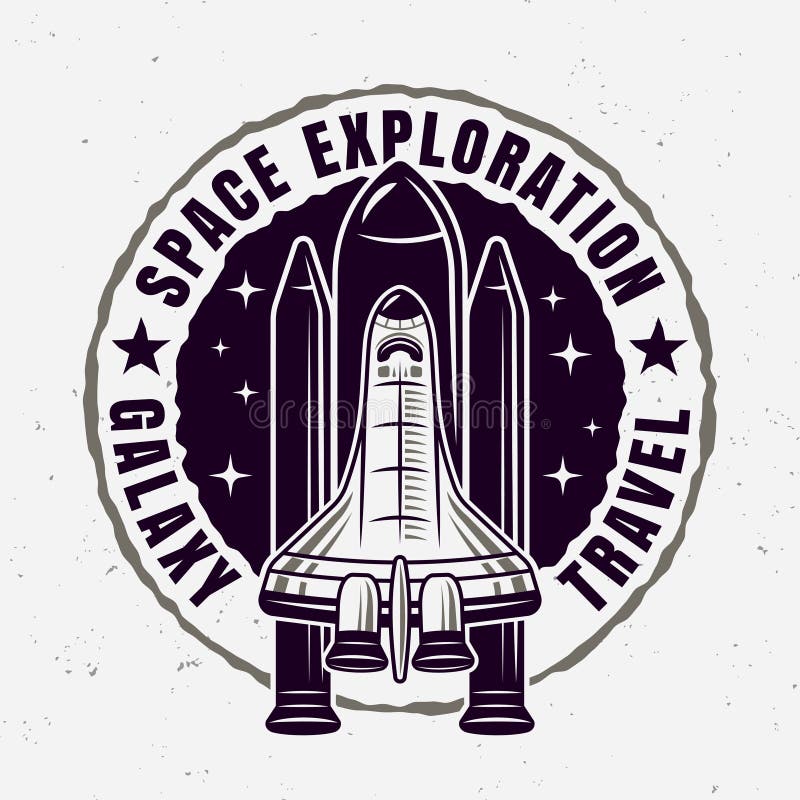 Space Exploration Vector Emblem with Spaceship Stock Vector ...