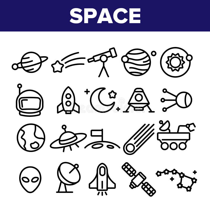 Space Exploration Vector Thin Line Icons Set. Stock Vector ... Space Exploration Vector Thin Line Icons Set. Stock Vector ...
