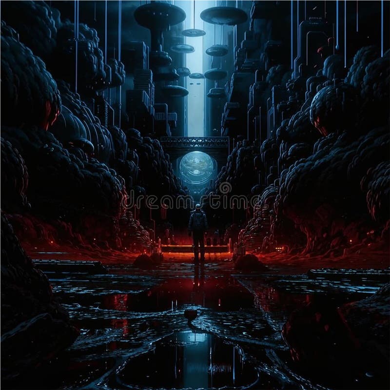 Space Explorer in Alien City Stock Illustration - Illustration of ...