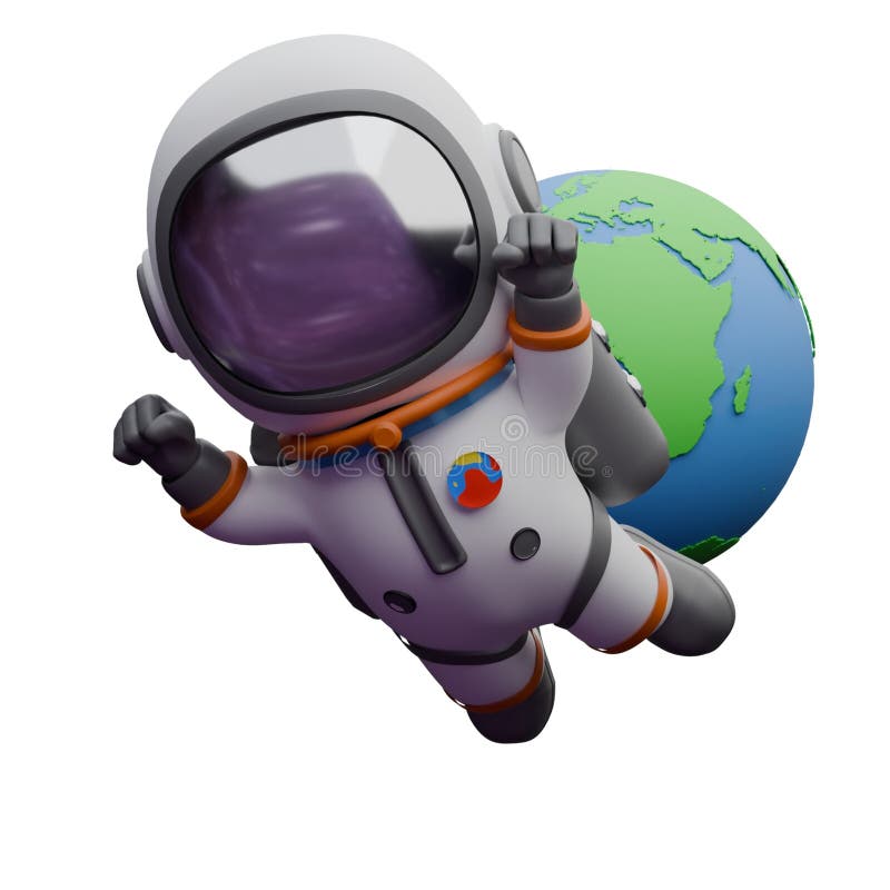 A Chibi Astronaut Flies by Stretching Both Hands Forward while ...