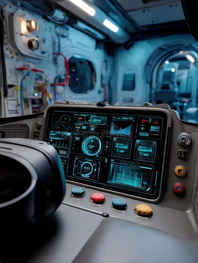 Immersive Vr Headset View Futuristic Space Explorer Dashboard Cosmic ...