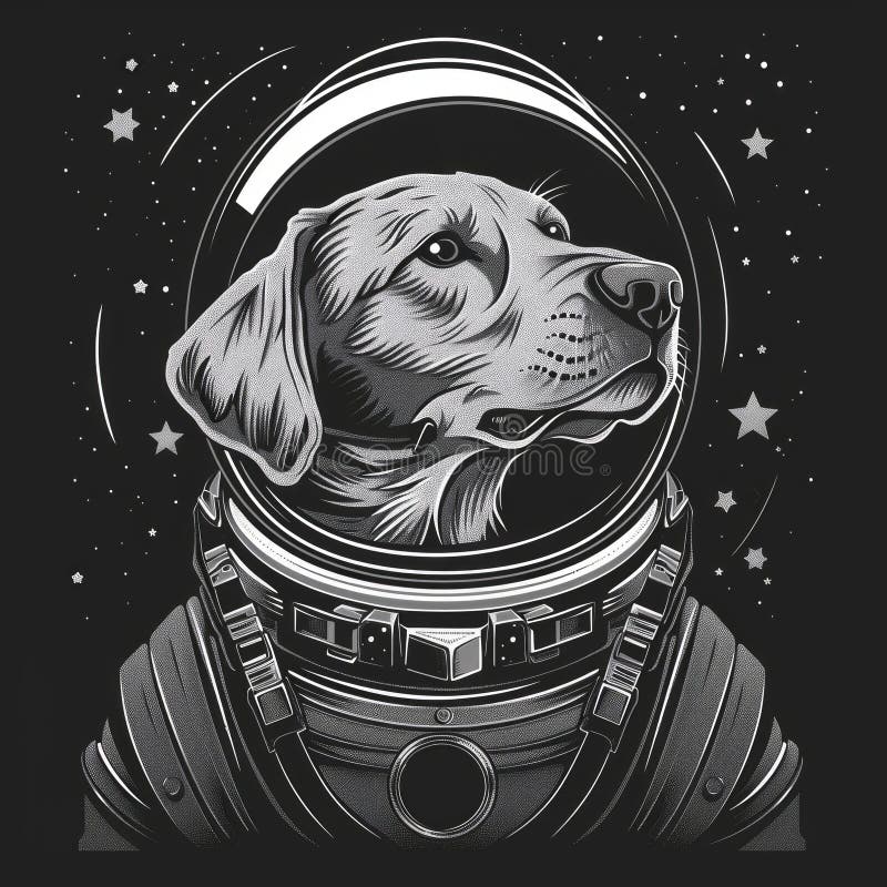 Space Explorer Dog in Astronaut Helmet Against Starry Sky Stock Image ...