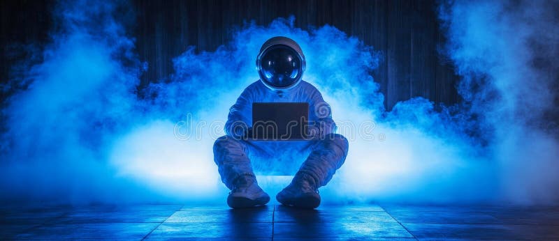 Space Explorer Future Working Laptop Sitting Moon Stock Photos - Free ...