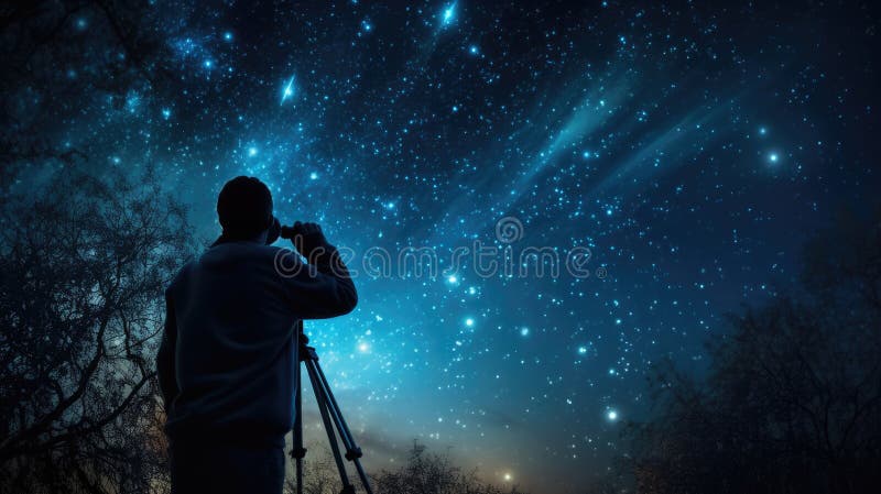 Space Explorer Looking through Telescope Stock Photo - Image of looking ...
