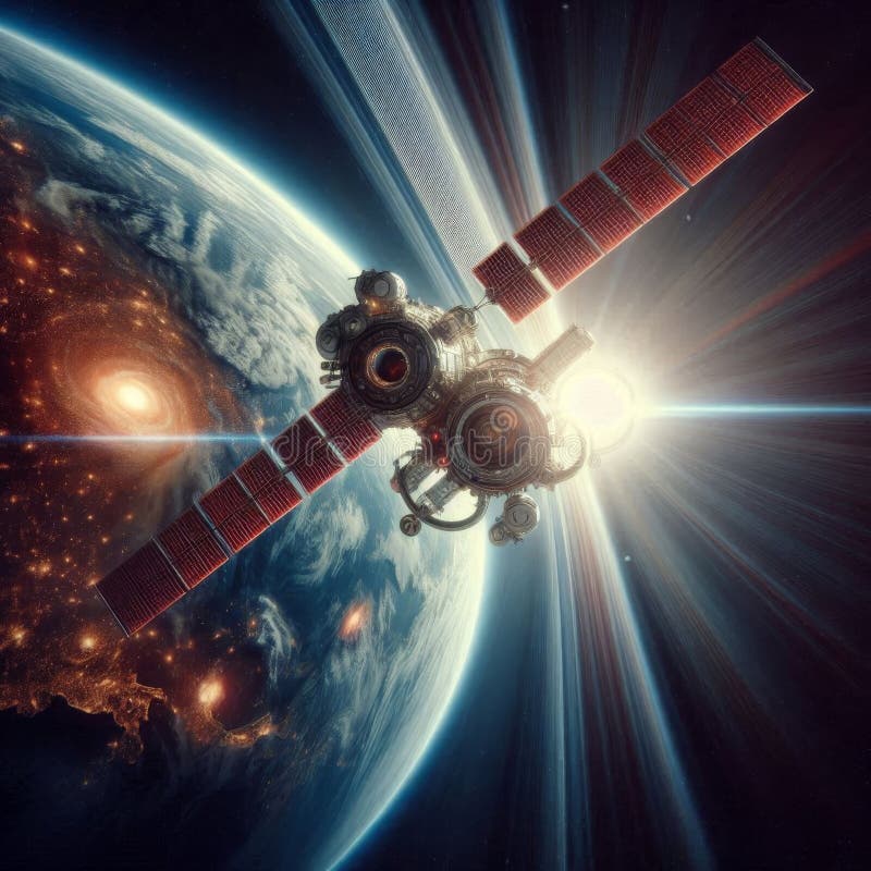 Space Explorer Orbiting Earth in Outer Space Stock Illustration ...