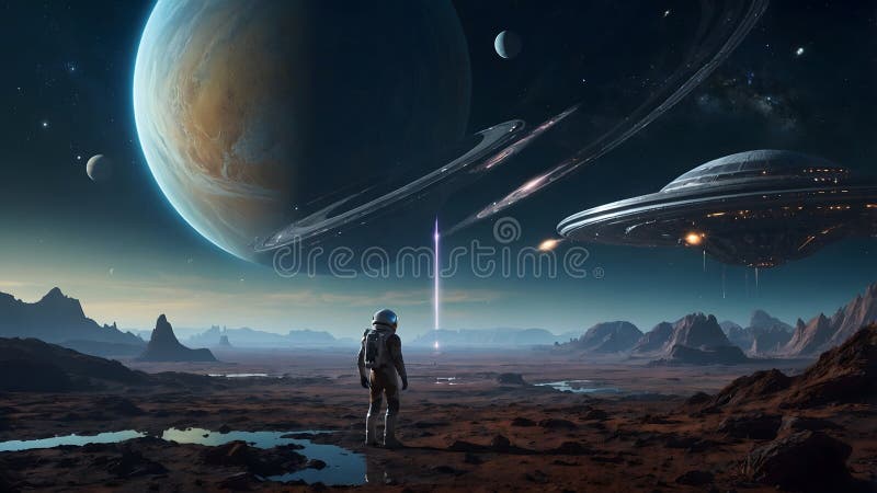 Discovering Alien Worlds: Space Explorer and Futuristic Spacecraft in ...