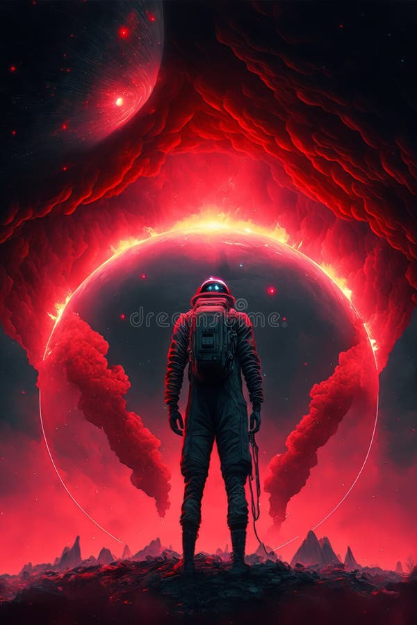 A Space Explorer in a Suit, Observing a Massive Anomaly in Space, a ...