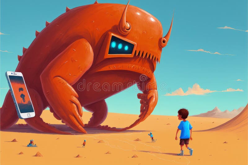 Space Explorer with a Technological Gadget Advancing Towards the ...