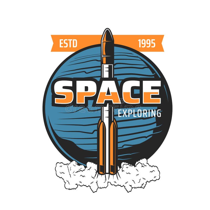 Space Exploring Icon, Rocket Spaceflight To Galaxy Stock Vector ...