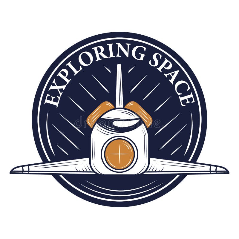 Space Exploring Spaceship Transport Badge Icon Stock Vector ...