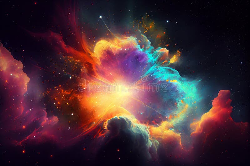 Space Explosion Colorful Abstract Nebula Background Stock Illustration ...