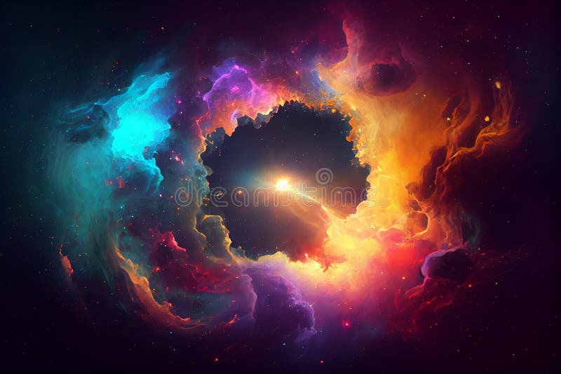 Space Explosion Colorful Abstract Nebula Background Stock Illustration ...