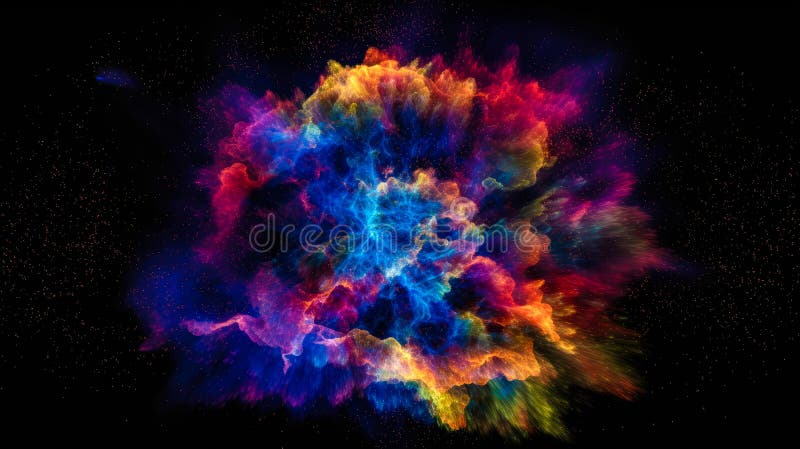 Space Explosion, Colorful Neon Cloud with Artificial Intelligence ...