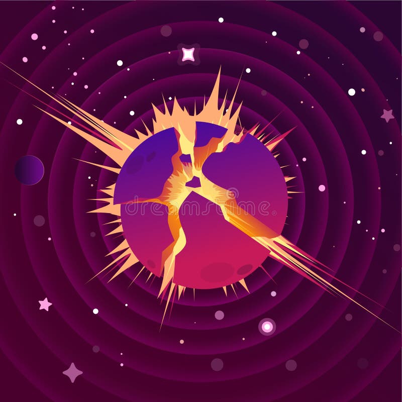 Space Explosion of the Planet Illustration. Stock Vector - Illustration ...