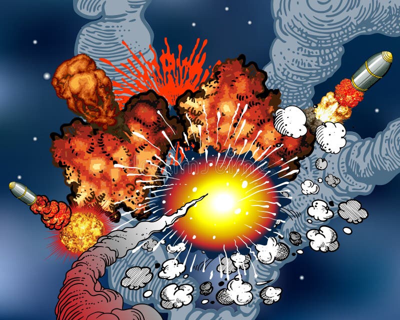 Cartoon Vector Bomb Explosion With Smoke. Stock Vector - Illustration ...