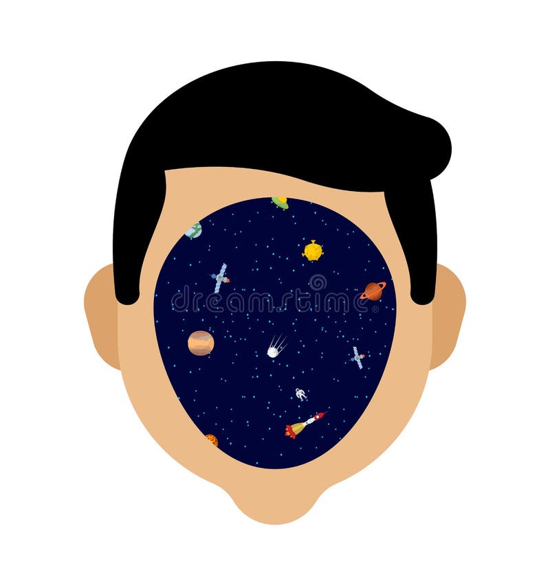 Space in Face. Universe in Head. Vector Illustration Stock Vector ...