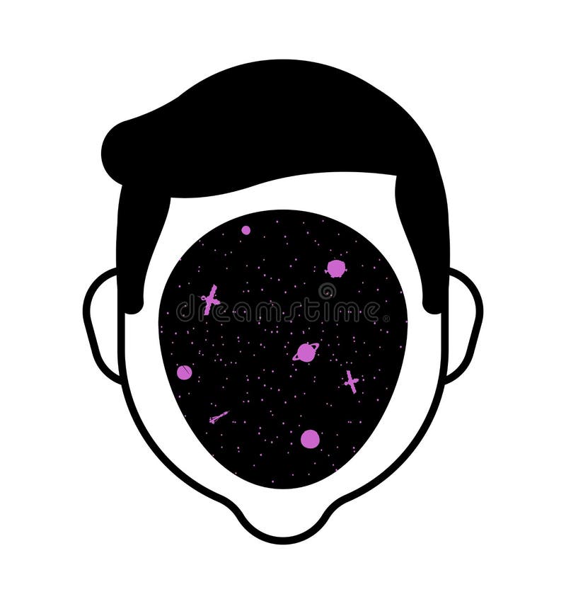 Space in Face. Universe in Head Stock Vector - Illustration of identity ...