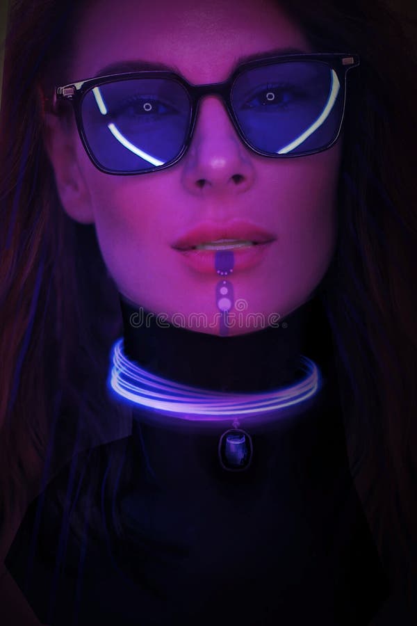 Space Fantasy Cyberpunk Girl, Alien in Future Stock Image - Image of ...