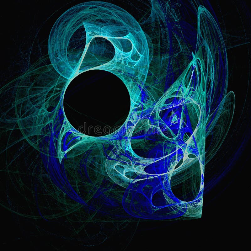 Space Fantasy Illustration of Blue Planetary System on Dark Space ...