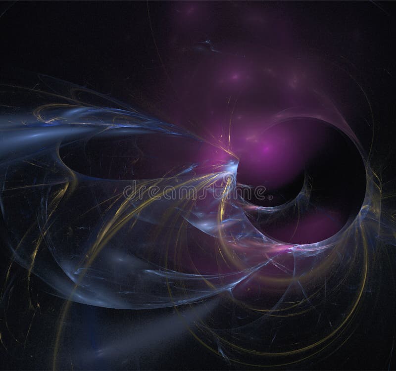 Space Fantasy Illustration of Purple Planetary System on Dark Space ...