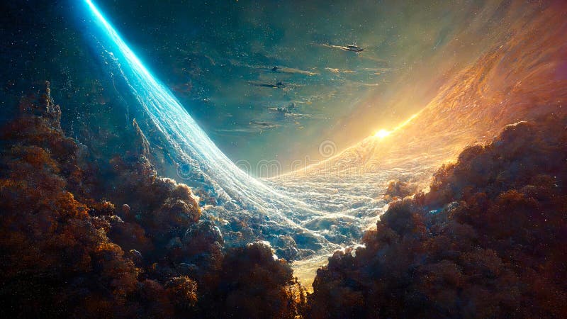 Space Fantasy Landscape with Stars and Nebulae in Deep Space Universe ...