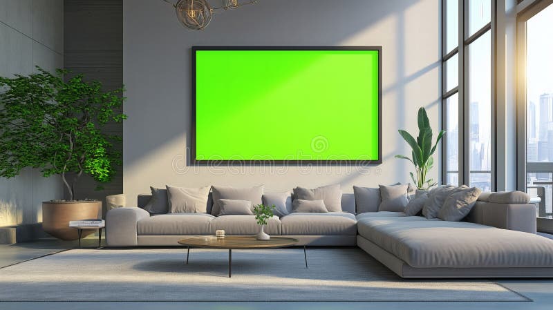 Space Featuring Clean Lines, Soft Natural Lighting, Modular Grey Sofa ...