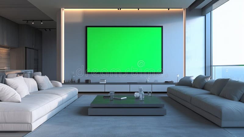 Space Featuring Clean Lines, Soft Natural Lighting, Modular Grey Sofa ...