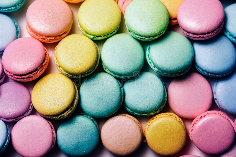 Pastel Macarons in Rainbow Color Combinations Stock Photo - Image of ...