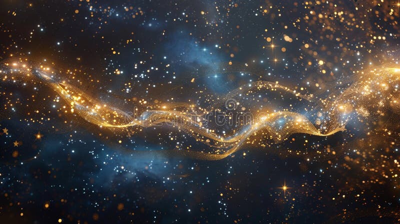 A Space Filled with Stars Abstract Background. Golden and Navy Blue ...