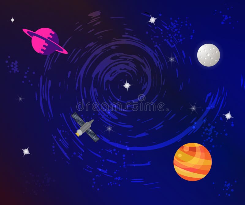 Space Flat Background with Planets and Stars Stock Vector ...