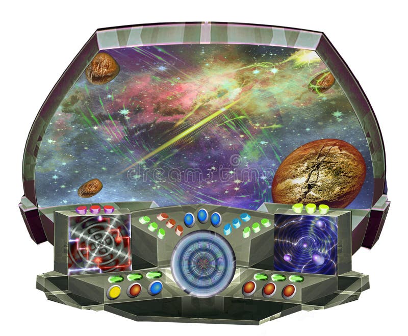 Space Flight Simulator with Control Panels and Screen Stock ...