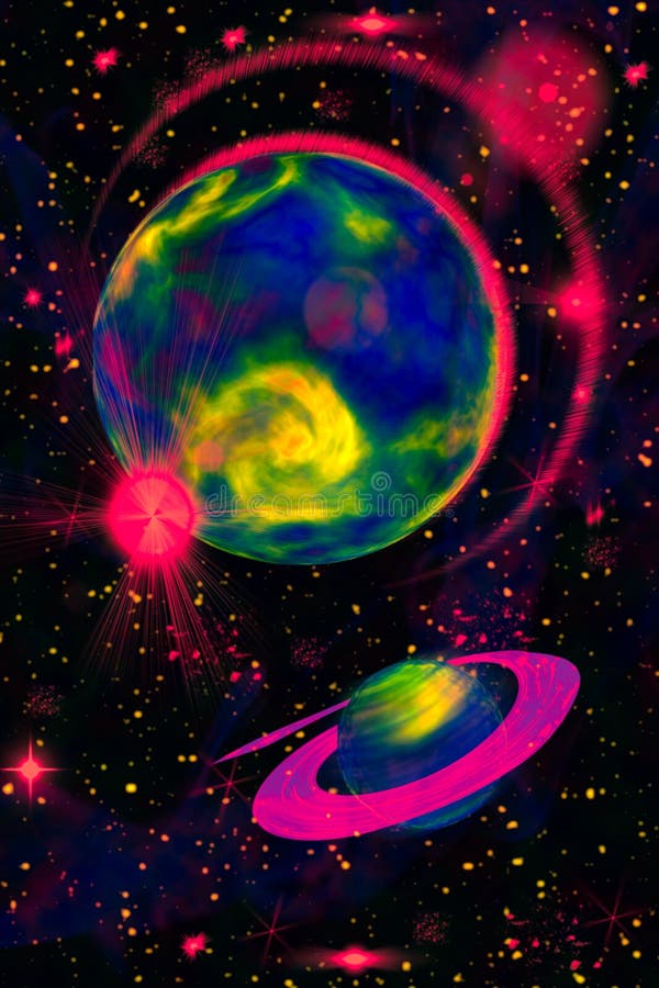 Space with a fog planet stock illustration. Illustration of futuristic ...