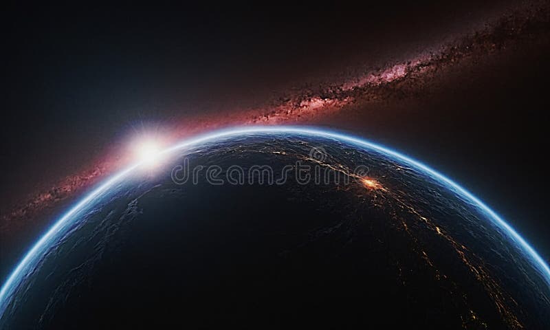 Space, in the Foreground, a Planet Illuminated by Light Stock ...