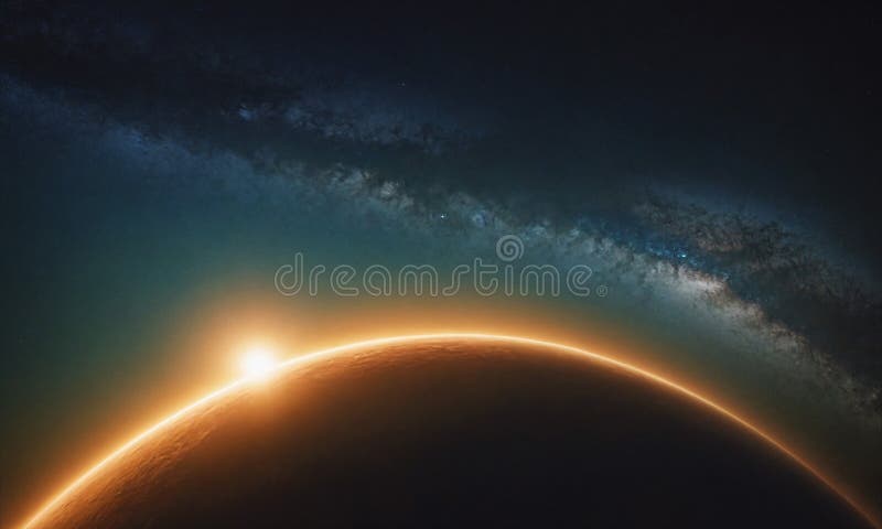Space, in the Foreground, a Planet Illuminated by Light Stock ...