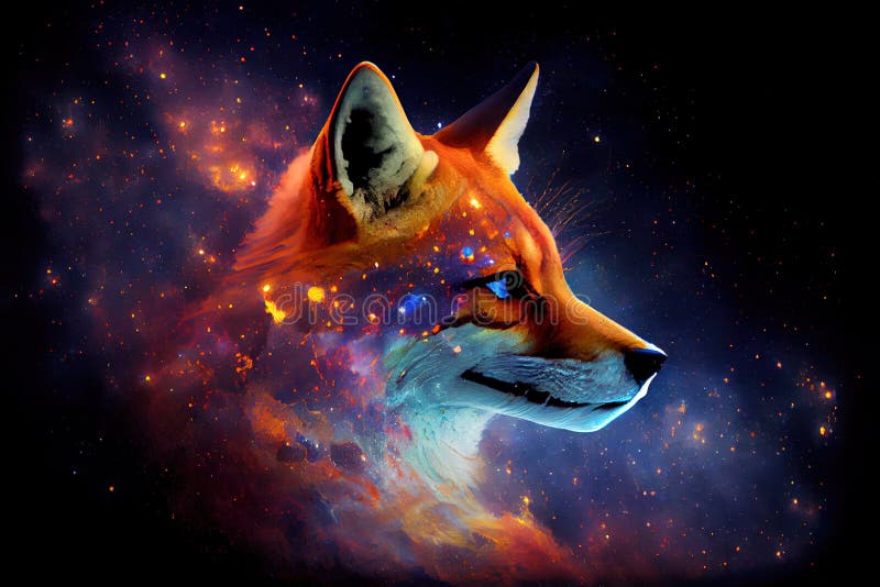 Space Fox Abstraction. Generative AI Stock Illustration - Illustration ...