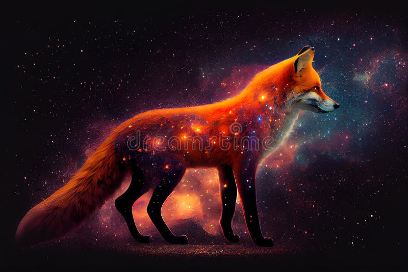 Space Fox Abstraction. Generative AI Stock Illustration - Illustration ...