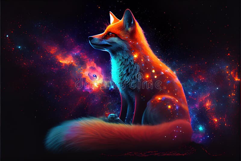 Space Fox Abstraction. Generative AI Stock Illustration - Illustration ...