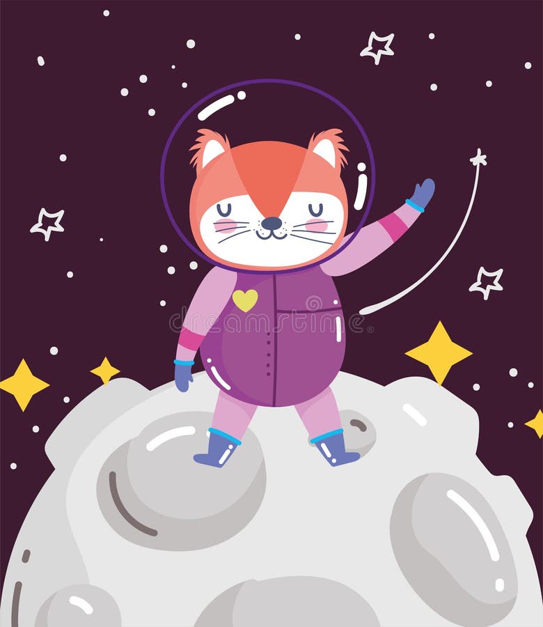 Space Fox Astronaut on Moon Stock Vector - Illustration of planet ...