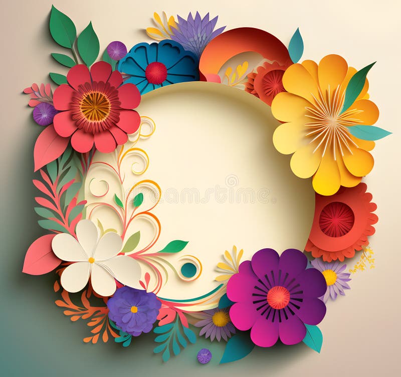 Space Frame for Text with Floral Elements. Stock Illustration ...