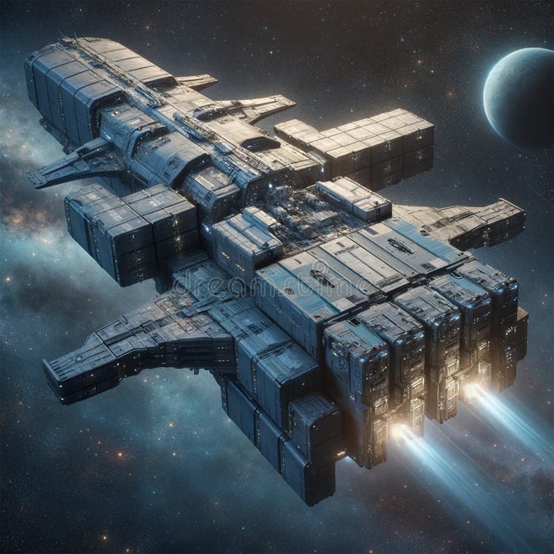 Space Freight Odyssey: AI Generated Cargo Ship in Sci-Fi Landscape ...