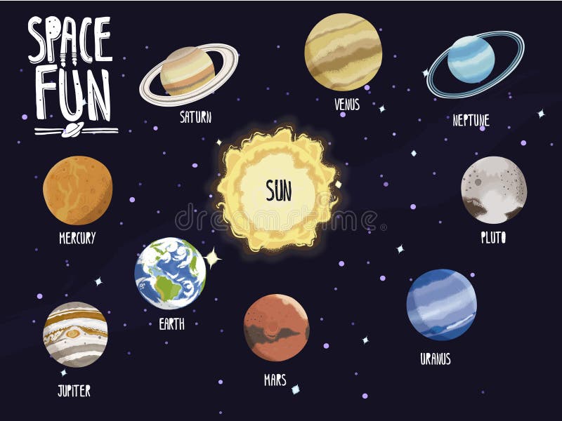 Space fun solar system stock vector. Illustration of children - 108340399