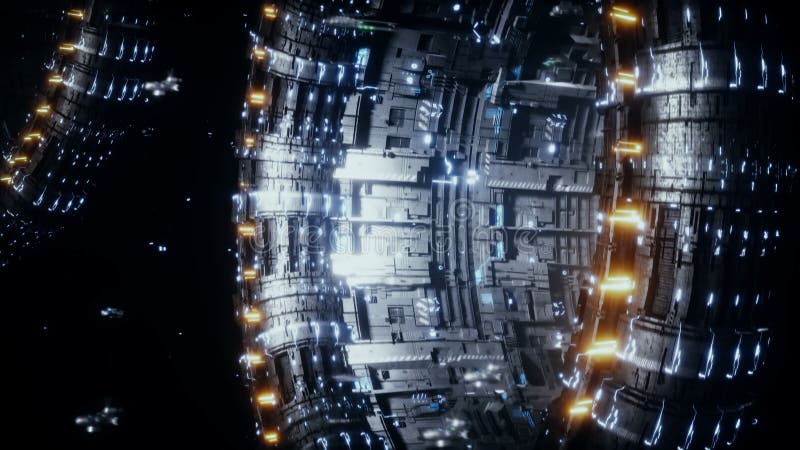 Space Futuristic Base with Ships Traffic. Futuristic Concept. Realistic ...