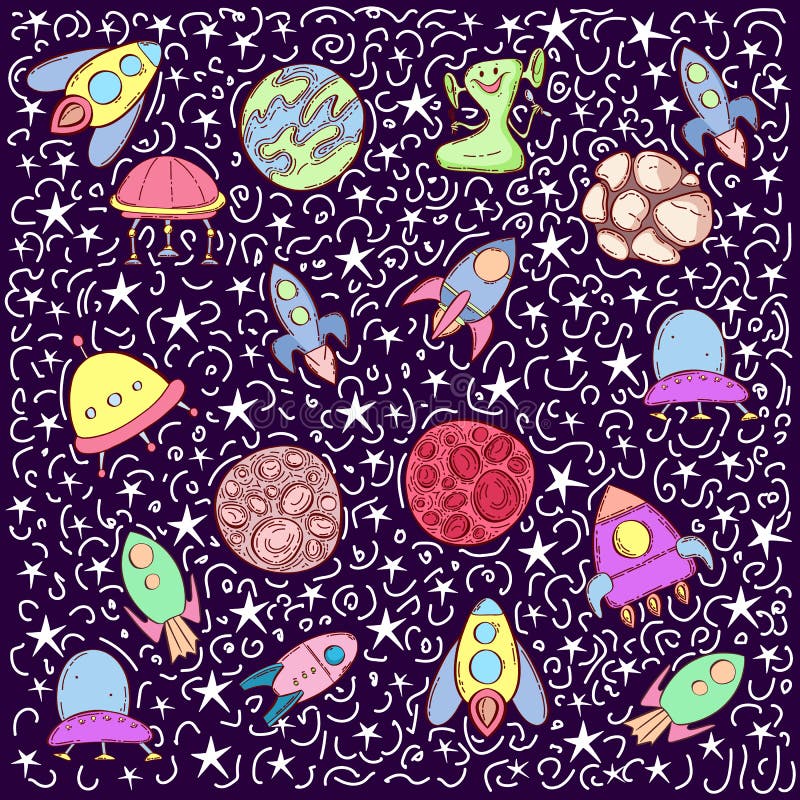 Space Galaxy Constellation Pattern Print. Huge Universe Vector Brochure ...