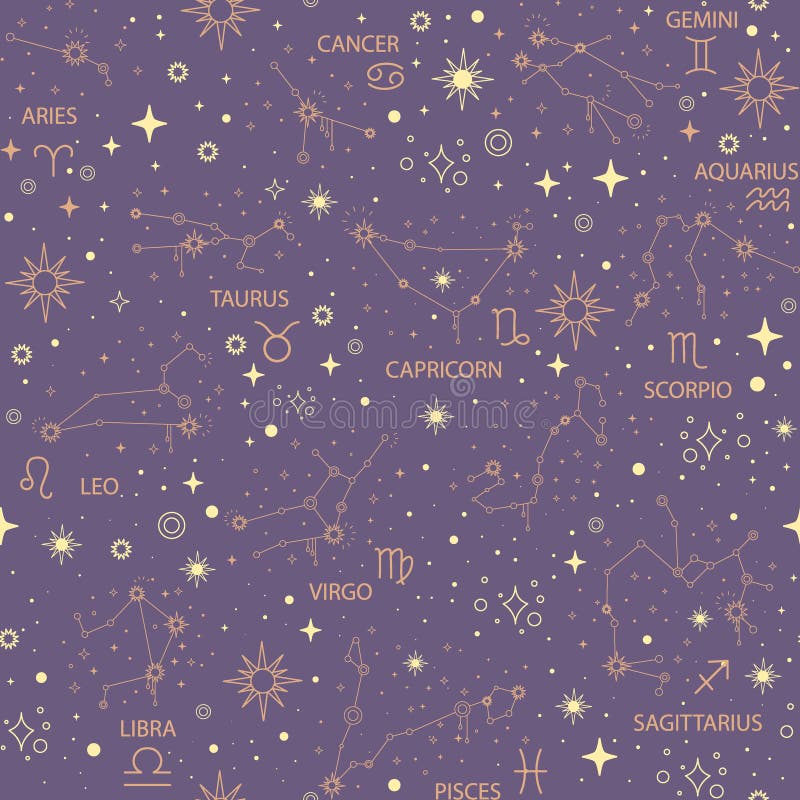 Space Galaxy Constellation Vector Seamless Pattern Purple Stock Vector ...