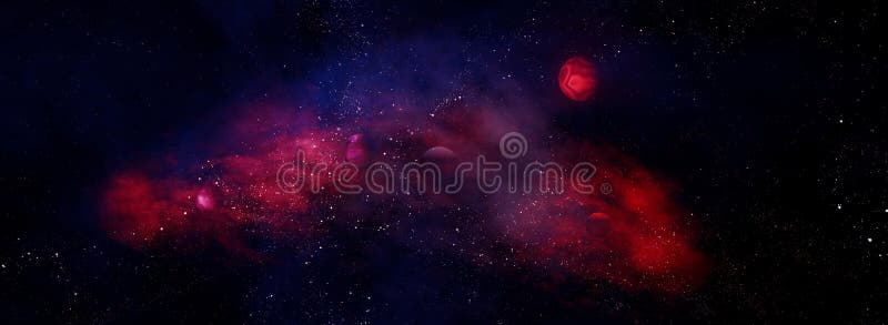 Space galaxy 3D rendering stock illustration. Illustration of ...