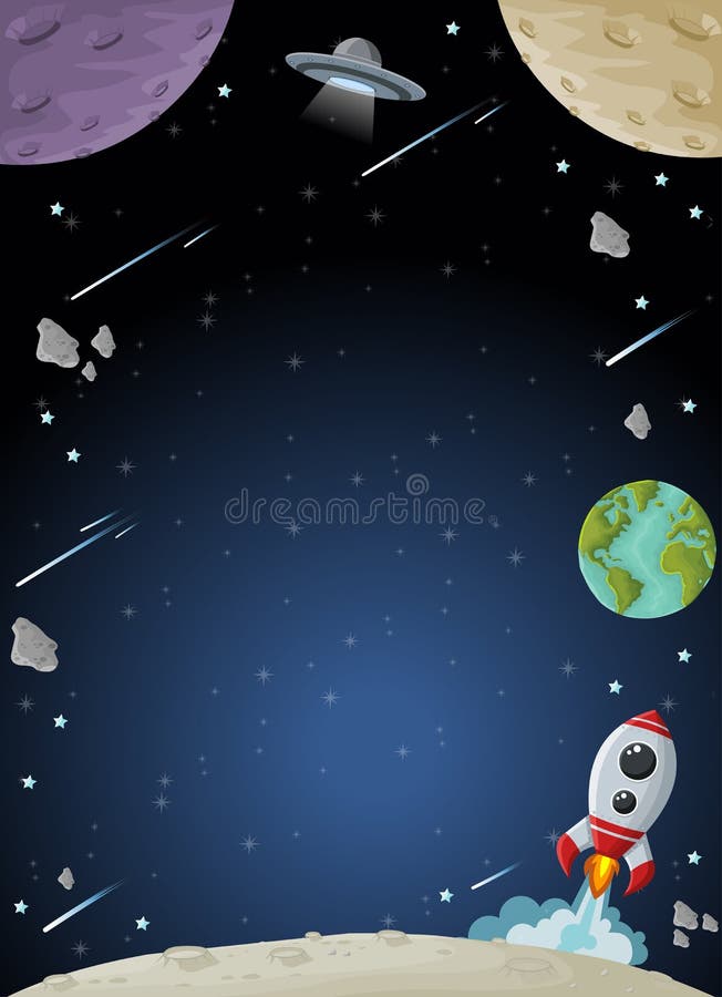 Space Galaxy with Moon, Earth, Planets and Stars. Stock Vector ...