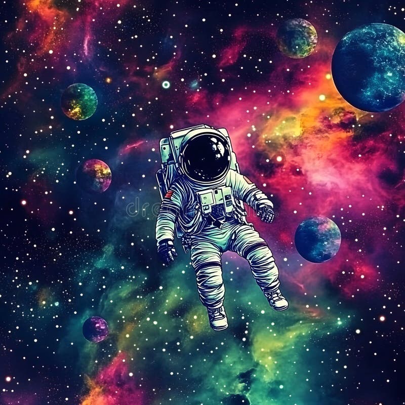 Astronaut Space Galaxy Nebula Cosmic Star Universe Stock Illustration ...