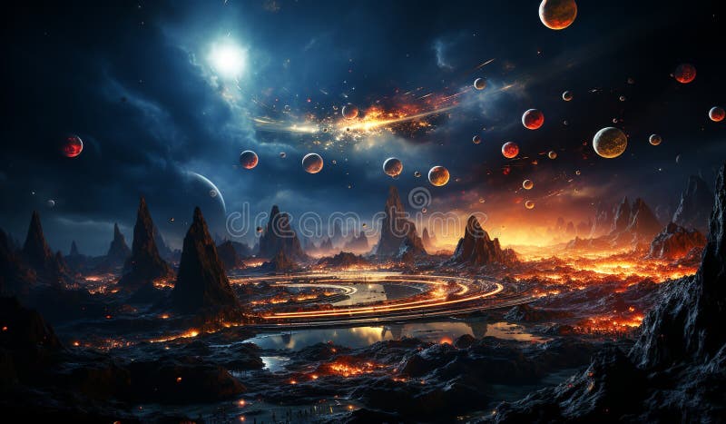 Space Galaxy Seen from Above. AI Generated Stock Illustration ...