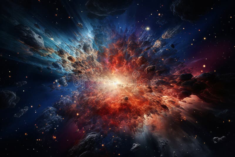 Space Galaxy in Universe. Big Bang Explosion. Generative Ai Stock ...
