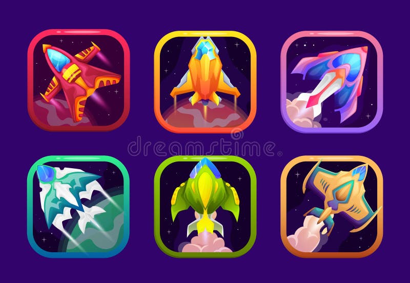 Space Game App Icons, UI Frames and Cartoon GUI Stock Vector ...